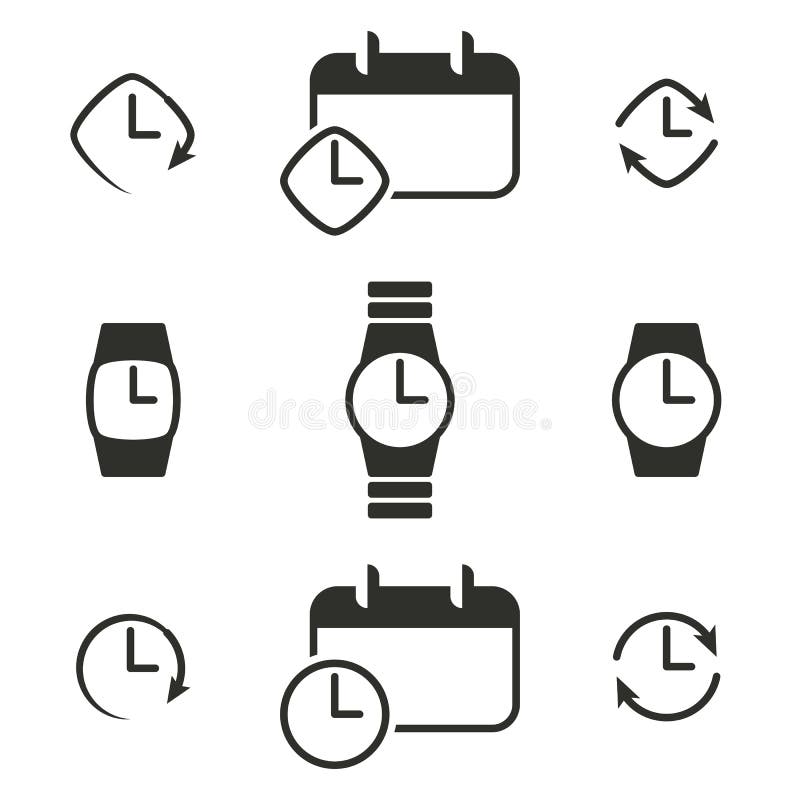 Vector Illustration on the Theme Clock, Watch Icons Stock Vector ...