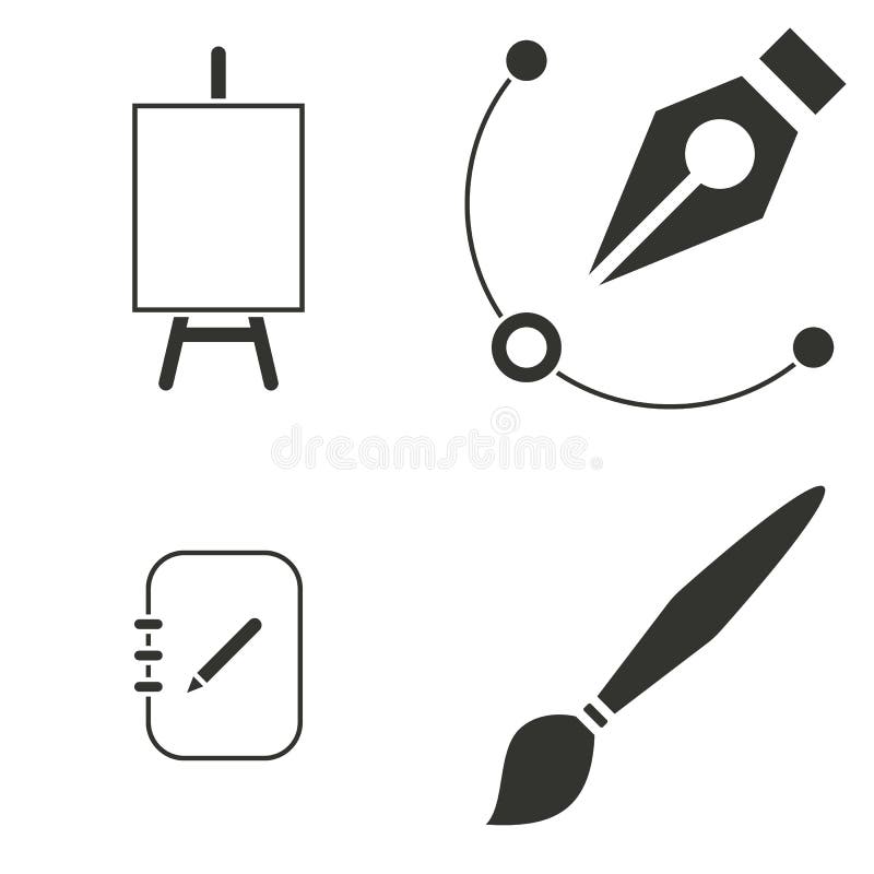 Vector Illustration on the Theme Draw Icons Stock Vector - Illustration ...