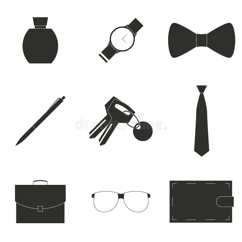 Vector Illustration on the Theme Men S Accessories Stock Vector ...