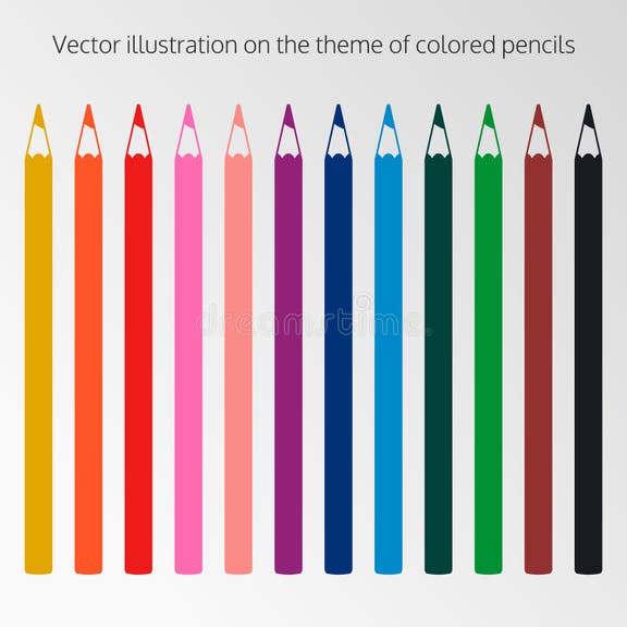 Vector Illustration on the Theme Pencils Stock Vector - Illustration of ...
