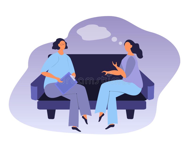 Vector Illustration on the Theme of Psychotherapy, a Psychologist and a ... Vector Illustration on the Theme of Psychotherapy, a Psychologist and a ...