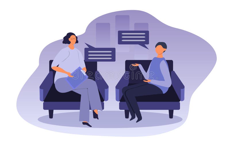 Vector Illustration on the Theme of Psychotherapy. a Psychologist is ... Vector Illustration on the Theme of Psychotherapy. a Psychologist is ...