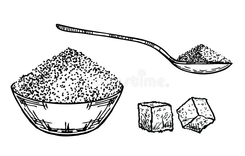 Vector Illustration of Theme Set Sweet Crystal Sugar and Sugar in Bulk ...