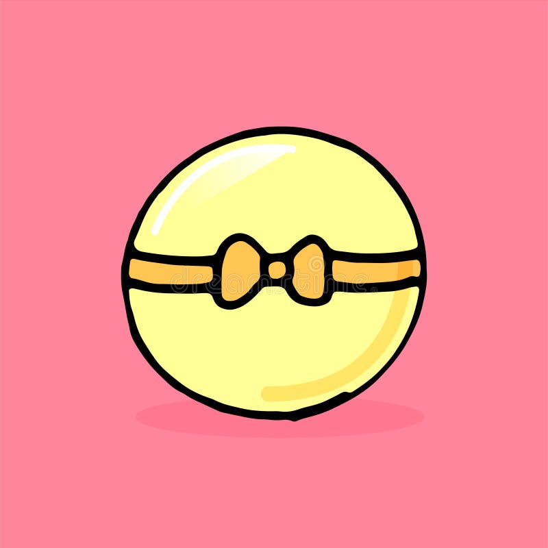 Vector Illustration of Thin Black Outline Powder Puff Isolated on Pink ...