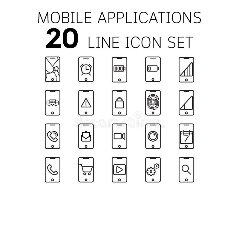 Vector Illustration of Thin Line Icons for Mobile Applications. Stock ...
