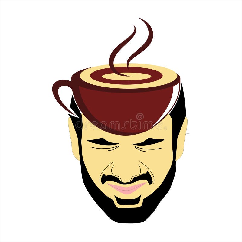 Vector Illustration of Thinking about Coffee. a Man with a Cup of ... Vector Illustration of Thinking about Coffee. a Man with a Cup of ...