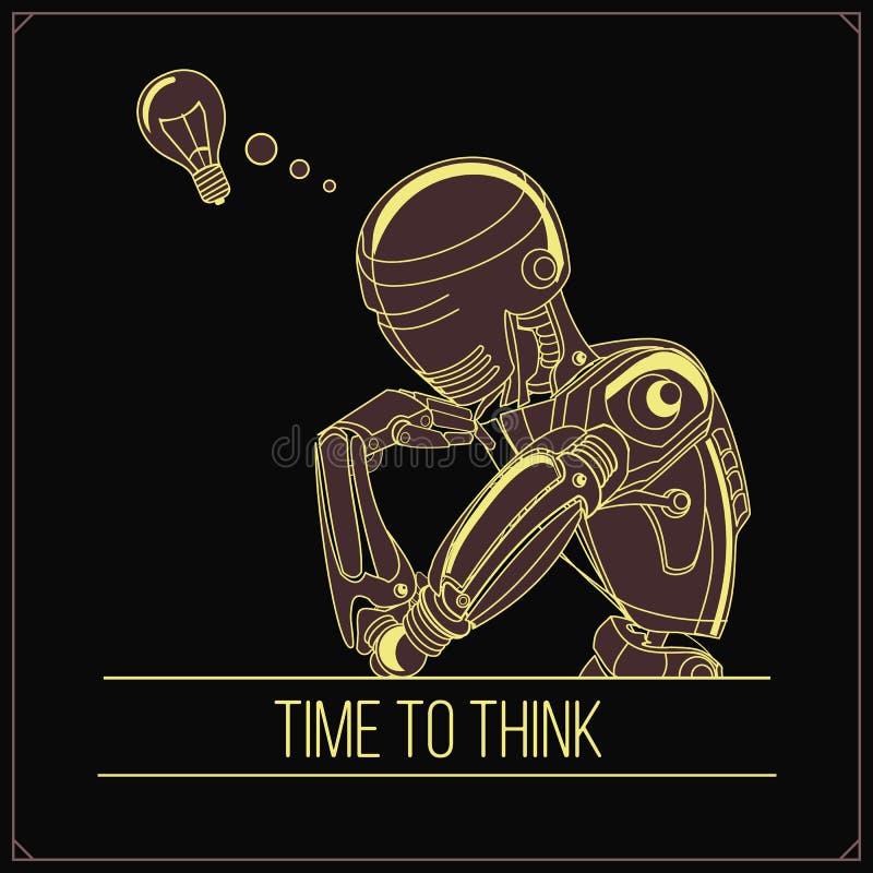 Vector Illustration of the Thinking Robot. Stock Vector - Illustration ...