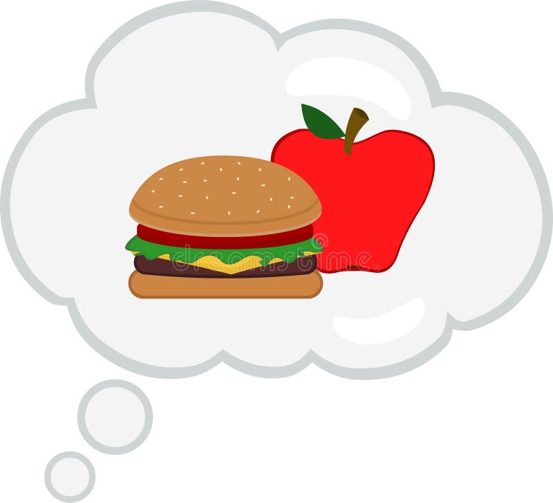 Think Cloud Apple Burger Meal Stock Vector - Illustration of apple ...