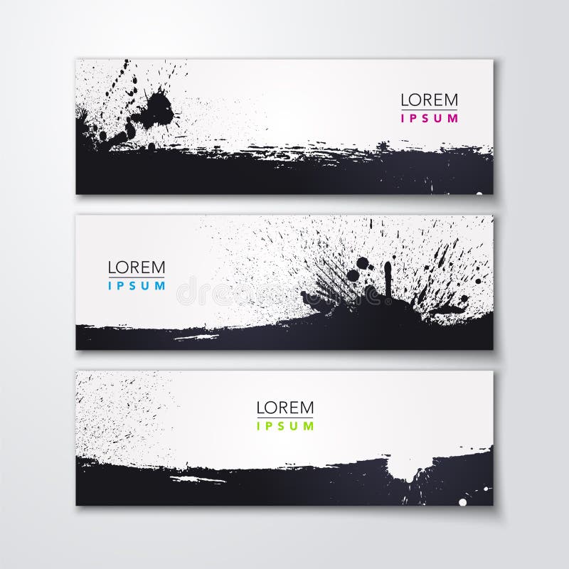Vector Illustration of Three Abstract Splash Design Banner Set with ...