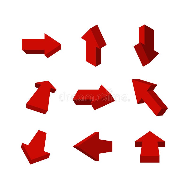 Vector Illustration of Three Dimensional Arrow Icon Set. Stock Vector ...