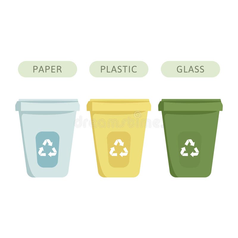 Three Different Colors Trash Cans Stock Illustrations – 10 Three ...