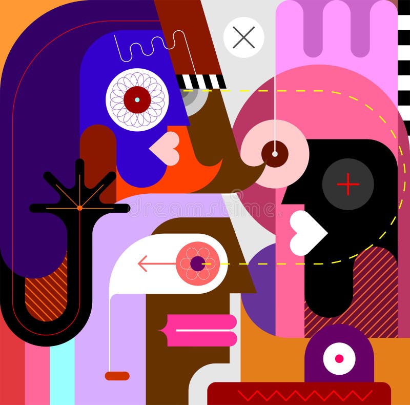 Three People Vector Illustration Stock Vector - Illustration of looking ...