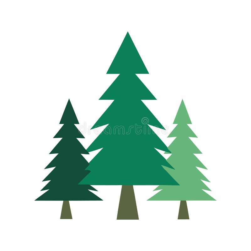 A Vector Illustration of Three Pine Trees in Different Shades of Green ...
