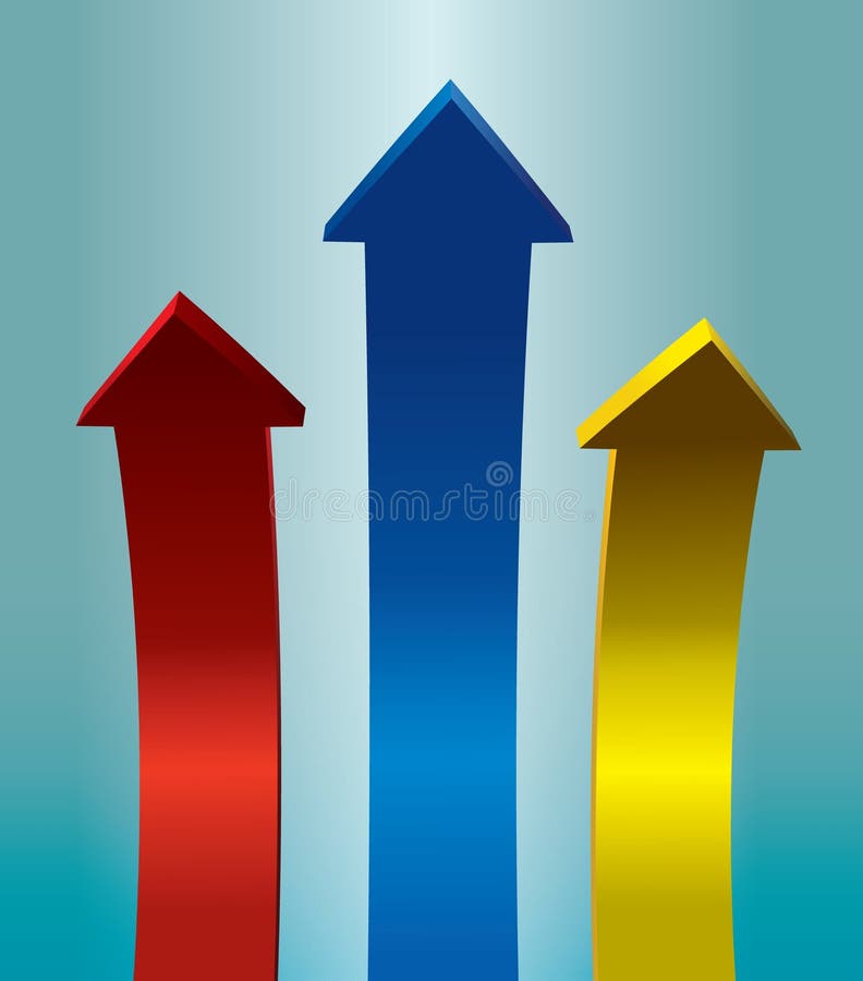 3d three rising arrows stock illustration. Illustration of increase ...
