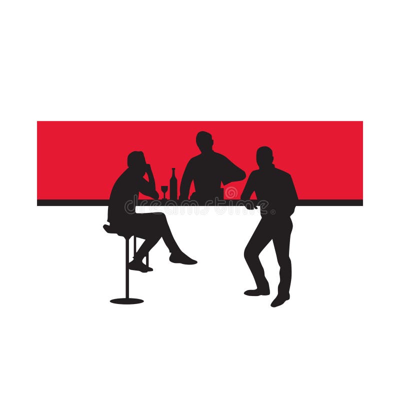 A Vector Illustration of Three Silhouettes Chatting Over Drinks at a ...