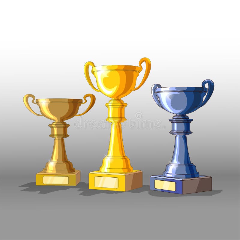 Three trophies stock illustration. Illustration of place - 34915202