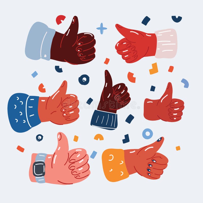Vector Illustration of Vector Thumbs Up Set Stock Vector - Illustration ...
