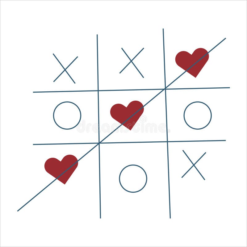 Vector Illustration of Tic Tac Toe Game with Hearts. Valentine S Day ...