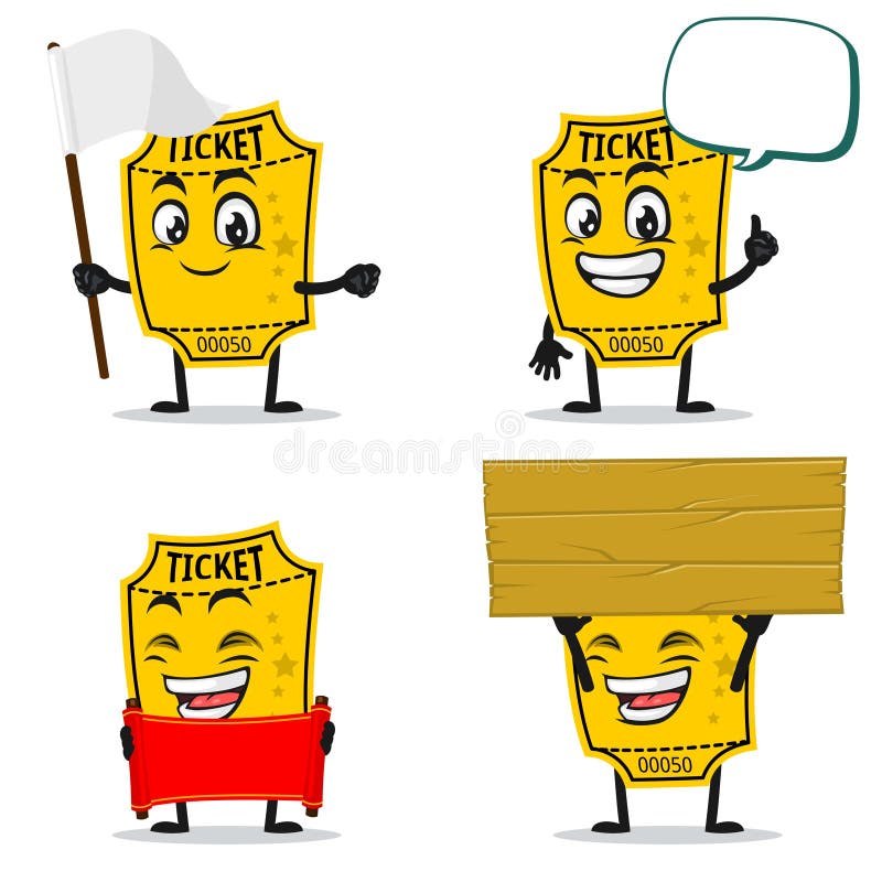 Vector Illustration of Ticket Mascot or Character Stock Photo ...