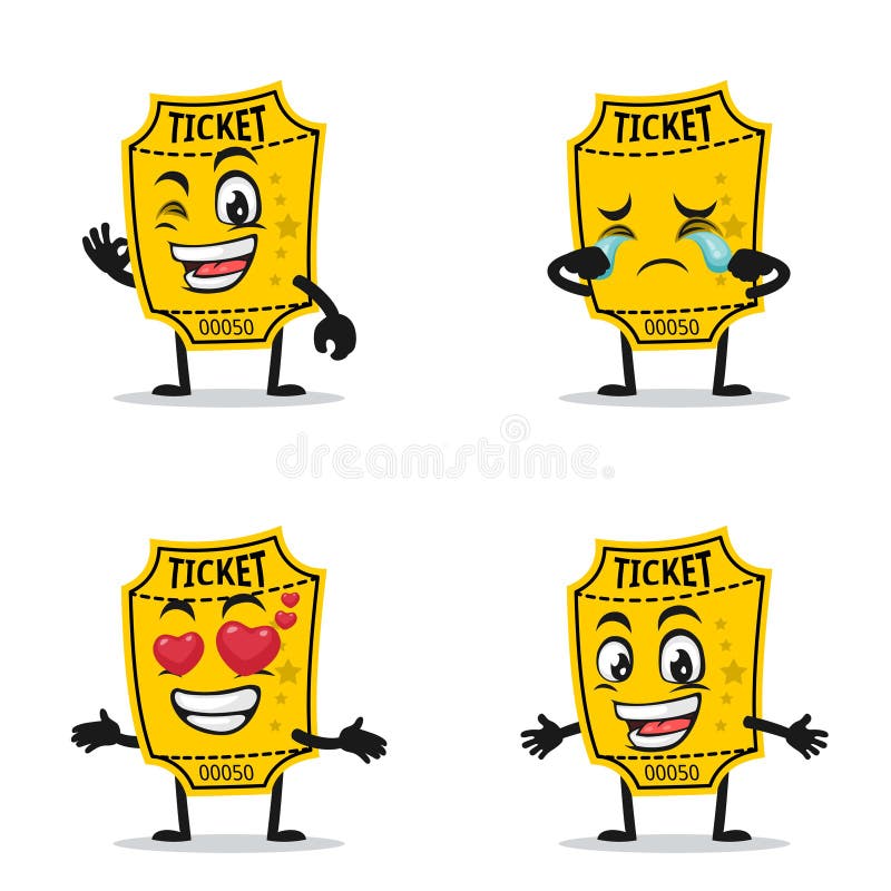 Vector Illustration of Ticket Mascot or Character Stock Vector ...