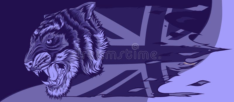 Vector Illustration of Tiger Head with British Flag Stock Vector ...