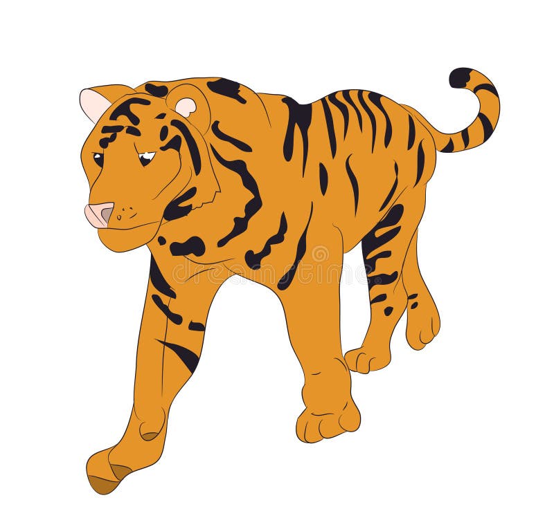 A Tiger Stands with an Inflatable Lifebuoy. Cute Cartoon Character. the ...