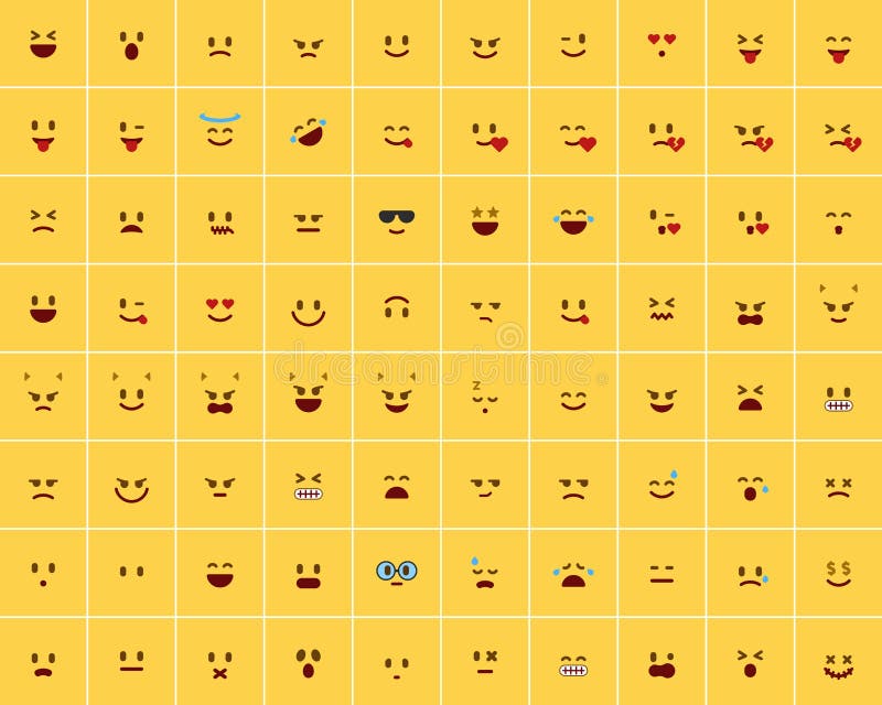 Complete Set of Tile Emoticons Stock Vector - Illustration of emojis ...