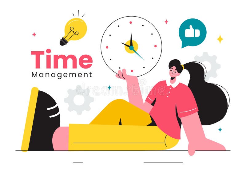 Vector Illustration of Time Management with Clock Controls and Task ...