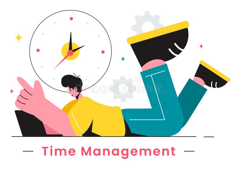 Vector Illustration of Time Management with Clock Controls and Task ...