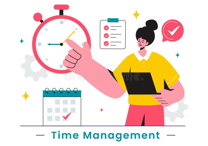 Vector Illustration of Time Management with Clock Controls and Task ...