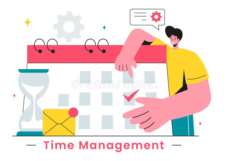 Vector Illustration of Time Management with Clock Controls and Task ...