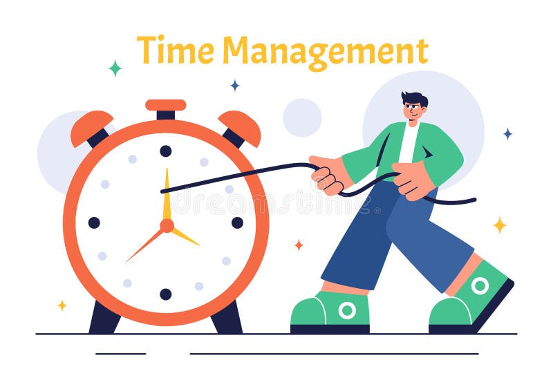 Vector Illustration of Time Management with Clock Settings, Task ...