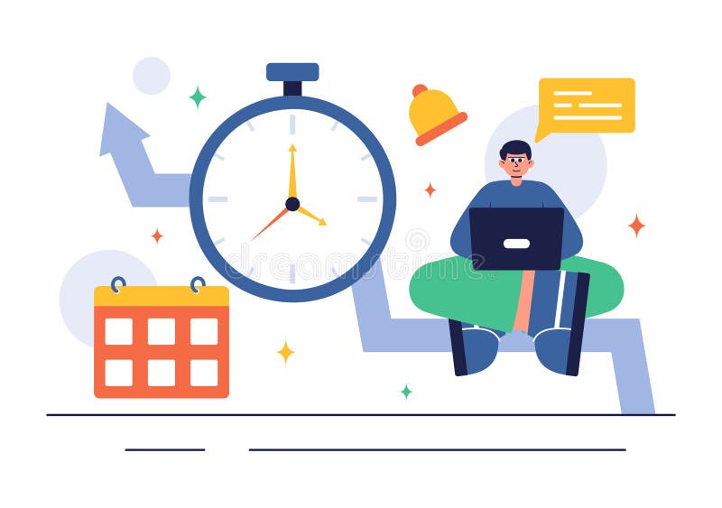 Vector Illustration of Time Management with Clock Settings, Task ...