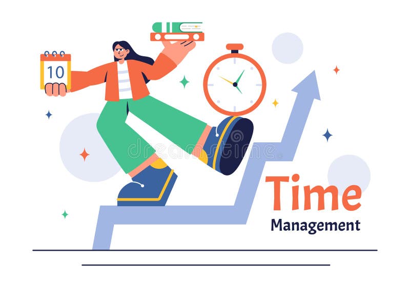 Vector Illustration of Time Management with Clock Settings, Task ...
