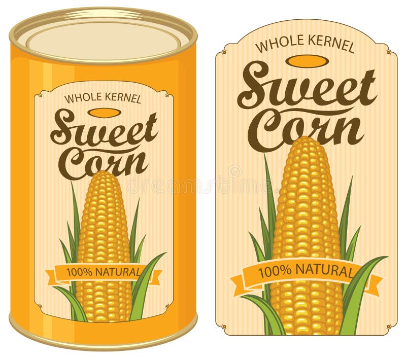 Tin Can Label for Canned Sweet Corn with the Cob Stock Vector ...