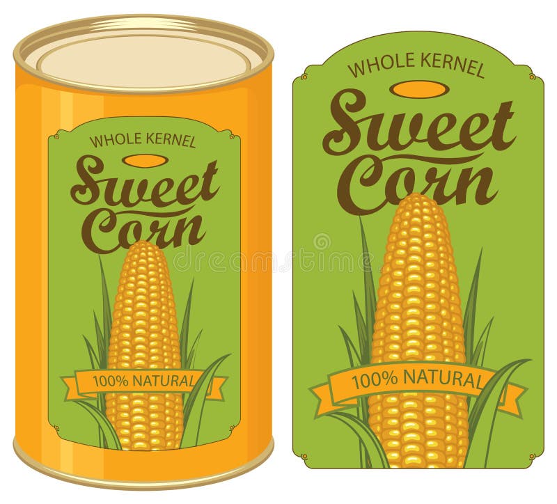 Tin Can Label for Canned Sweet Corn with the Cob Stock Vector ...