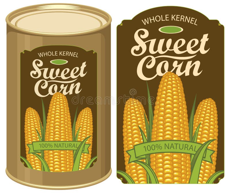 Tin Can Label for Canned Sweet Corn with the Cob Stock Vector ...