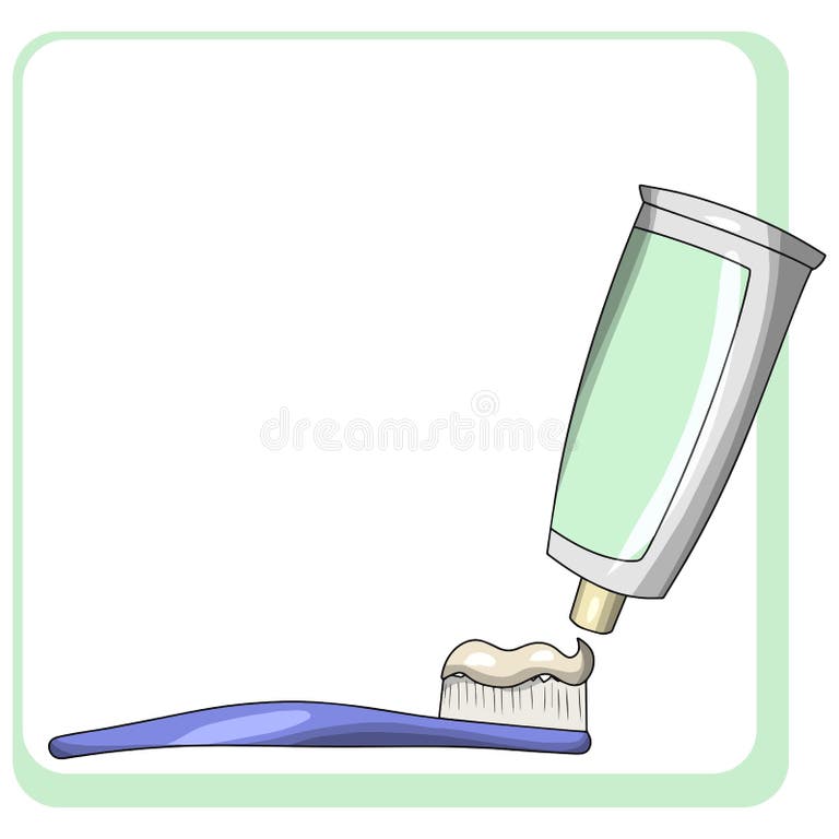 Vector Illustration. Toothpaste for Brushing Teeth, Blue Toothbrush ...
