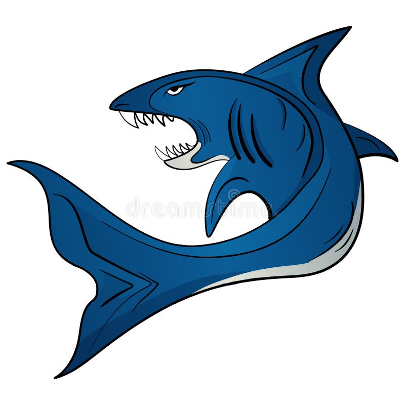 Vector Illustration Toothy White Shark Stock Vector - Illustration of ...