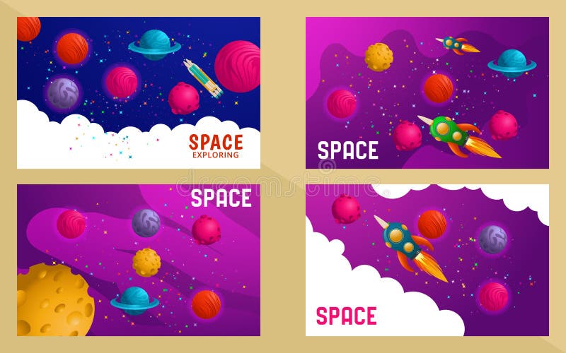 Vector Illustration on the Topic of Outer Space, Interstellar Travels ...