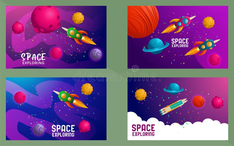 Vector Illustration on the Topic of Outer Space, Interstellar Travels ...