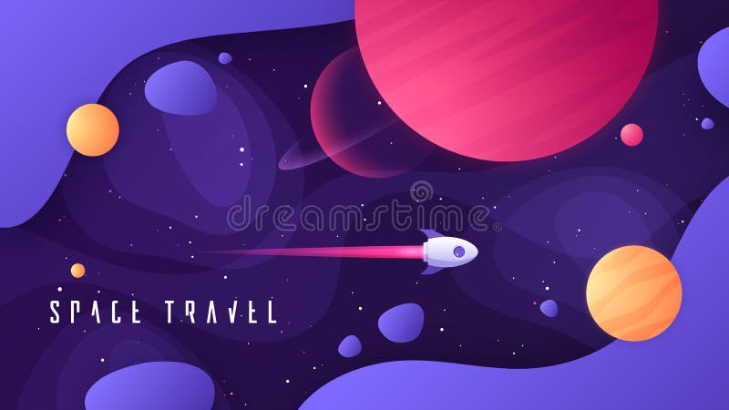 Vector Illustration on the Topic of Outer Space, Interstellar Travels ...