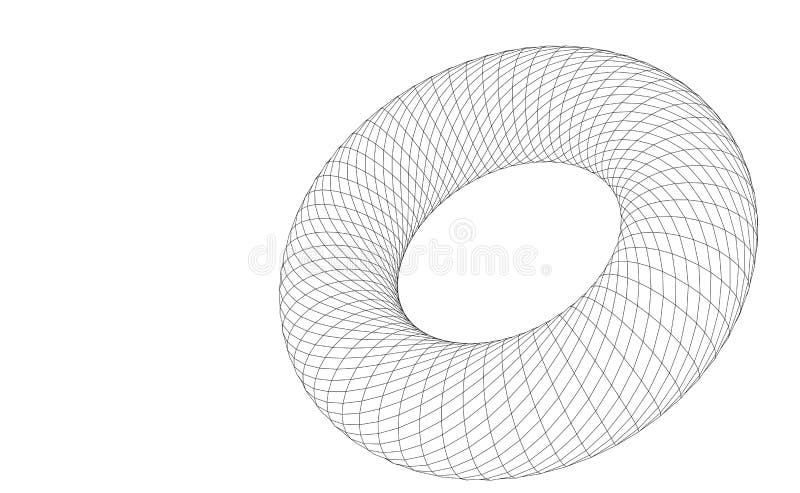 Vector Illustration of a Torus Shape with Wireframe Mesh Stock ...