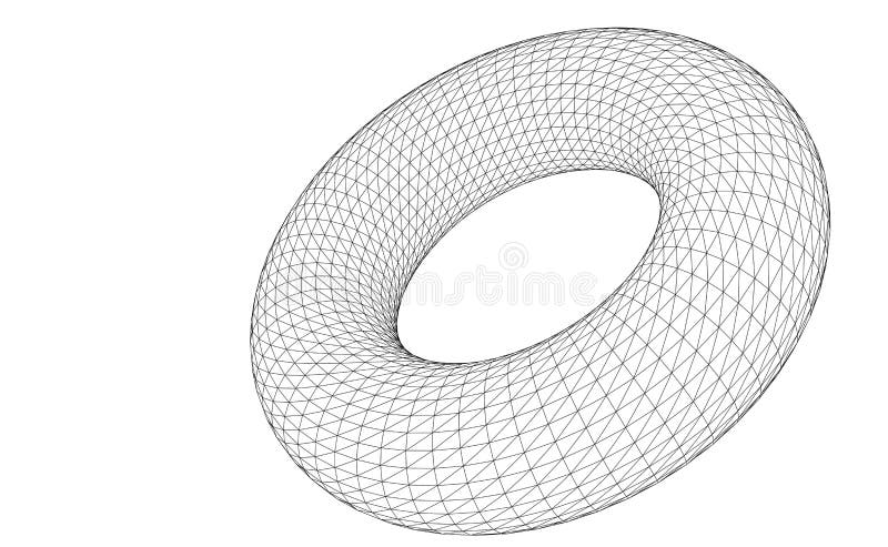 Vector Illustration of a Torus Shape with Wireframe Mesh Stock ...
