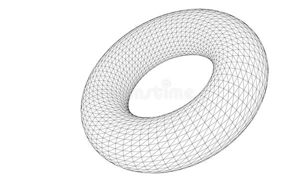 Vector Illustration of a Torus Shape with Wireframe Mesh Stock ...