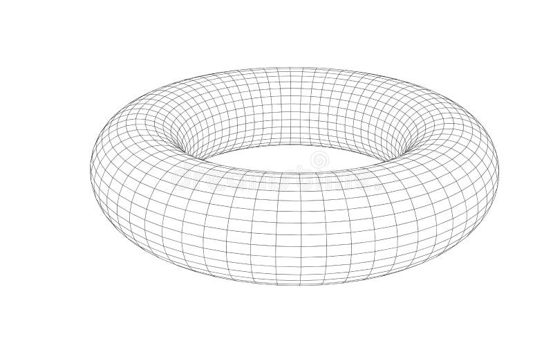Vector Illustration of a Torus with Wireframe Mesh Stock Vector ...