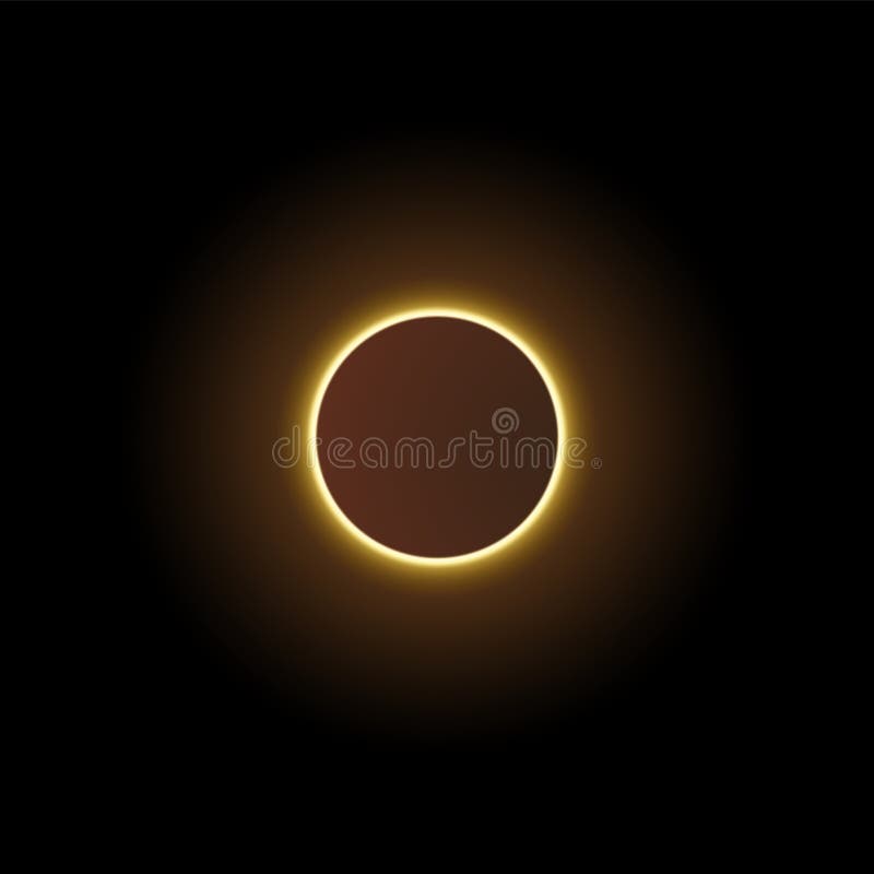 Vector Illustration of Total Solar or Lunar Eclipse with Yellow Glowing ...