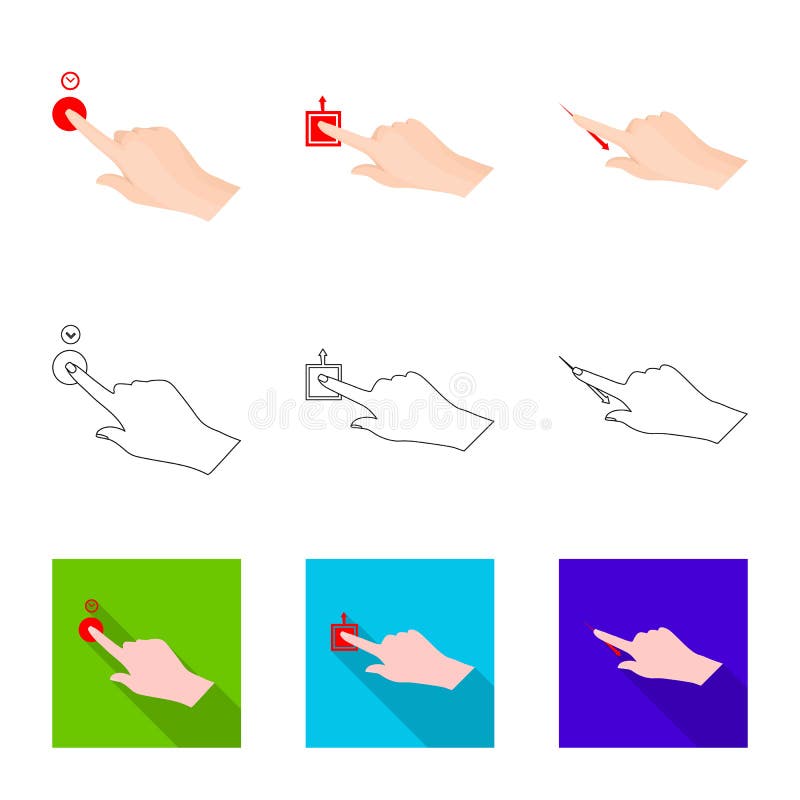 Vector Illustration of Touchscreen and Hand Sign. Collection of ...