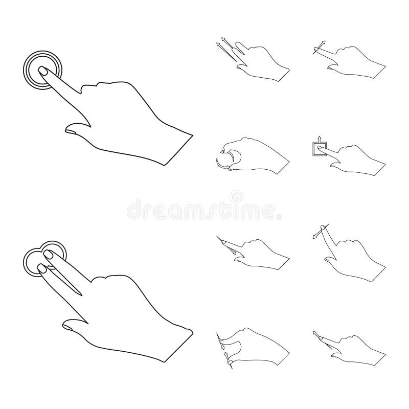 Vector Design of Touchscreen and Hand Symbol. Collection of Touchscreen ...
