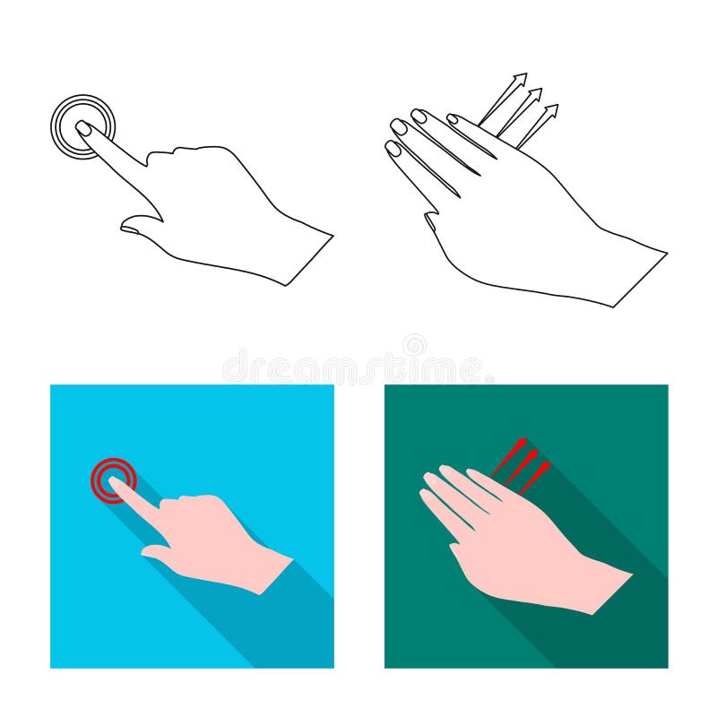 Vector Design of Touchscreen and Hand Symbol. Collection of Touchscreen ...